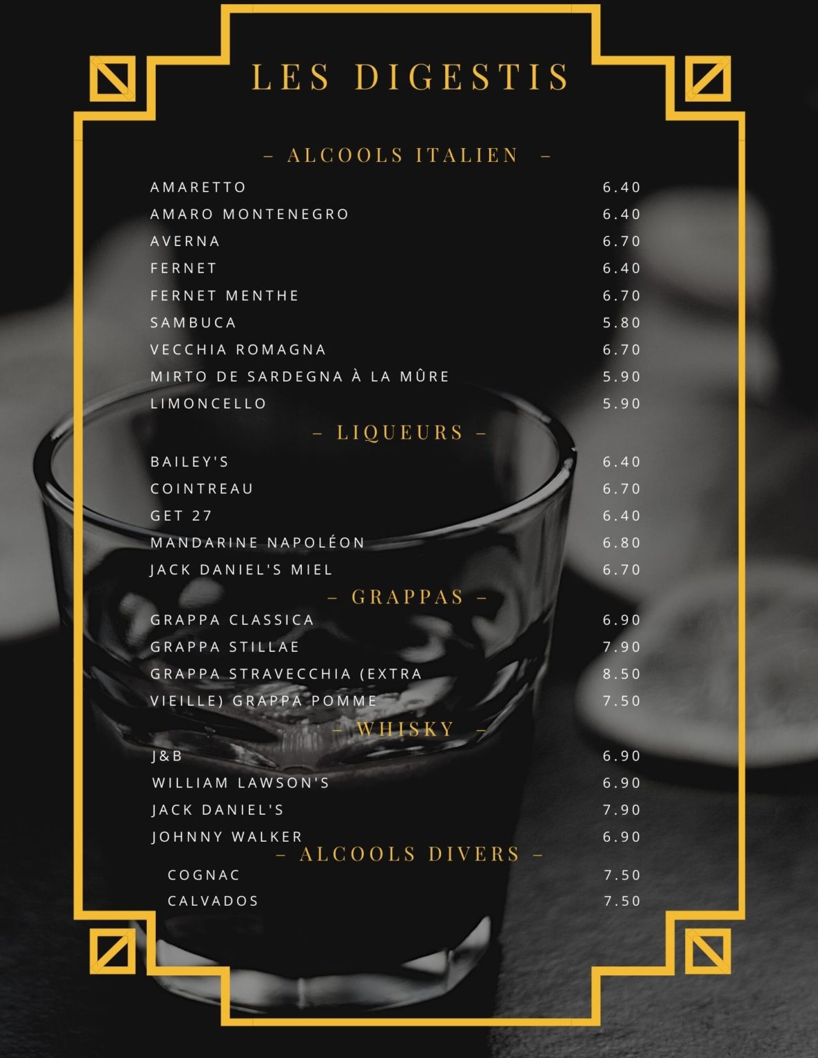 Menu Paradiso - Paradiso Restaurant italien Hôtel